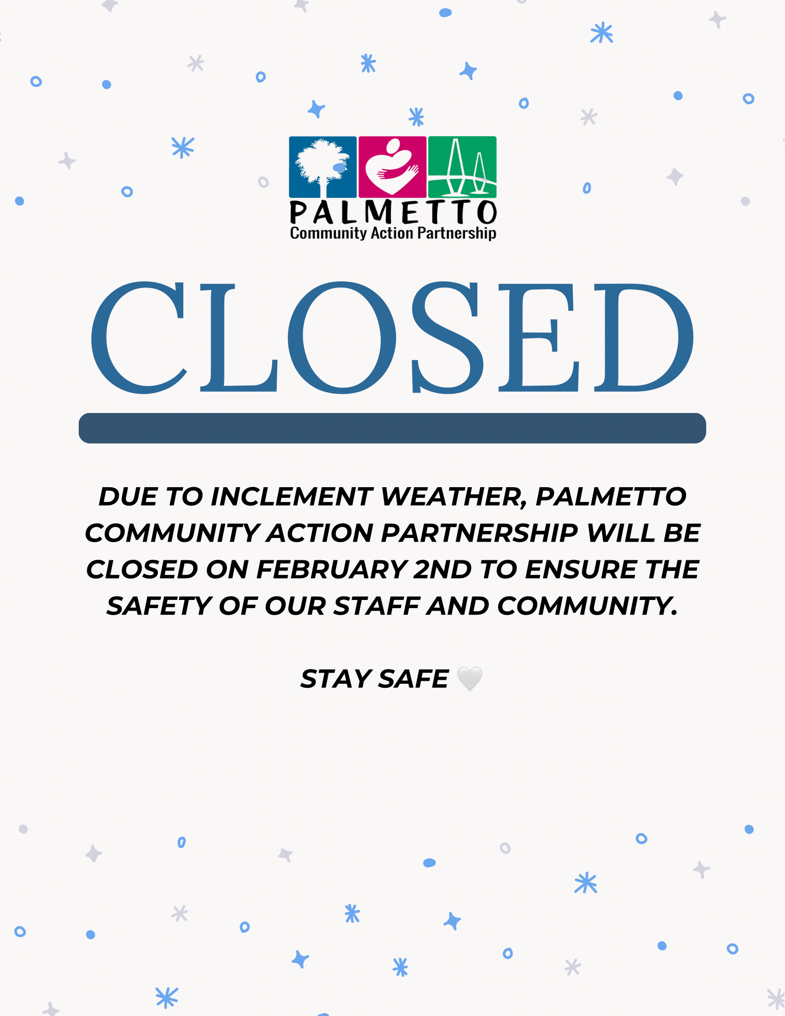 Weather Closure Notice - Palmetto Community Action Partnership ...